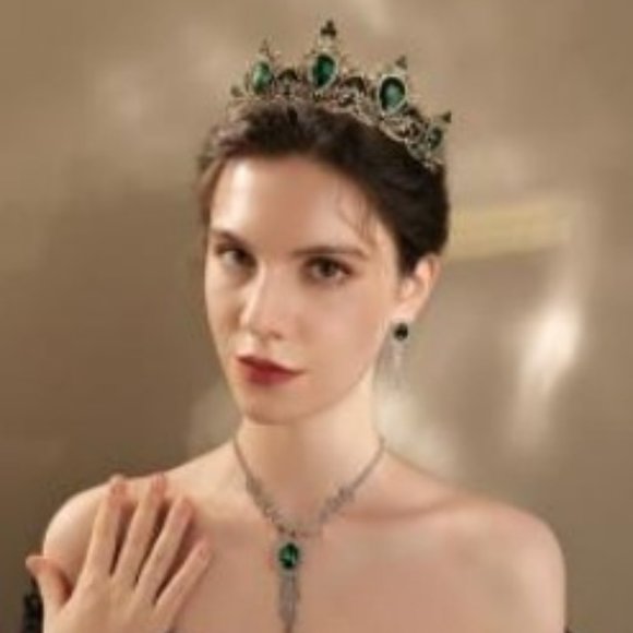 Accessories | Vintage Baroque Green Emerald Crown Dark Princess Queen ...